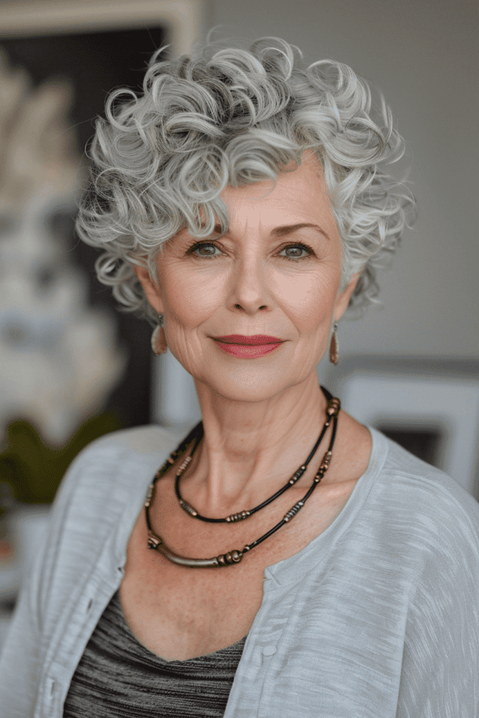 62 Curly Pixie Haircuts For Woman Over 50
