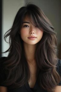 33 Effortless Long Layered Haircuts with Side Bangs