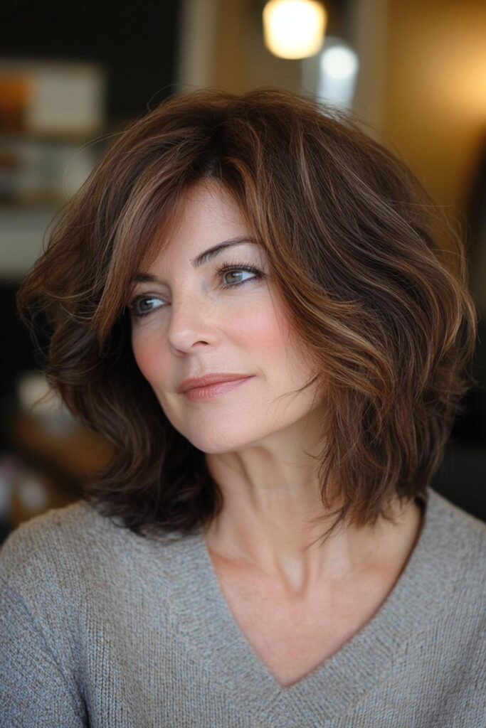 38 Stylish Medium Shaggy Hairstyles for Women Over 50