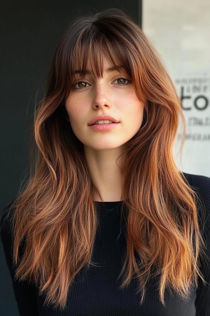 24 Wispy Curtain Bangs with Long Hair