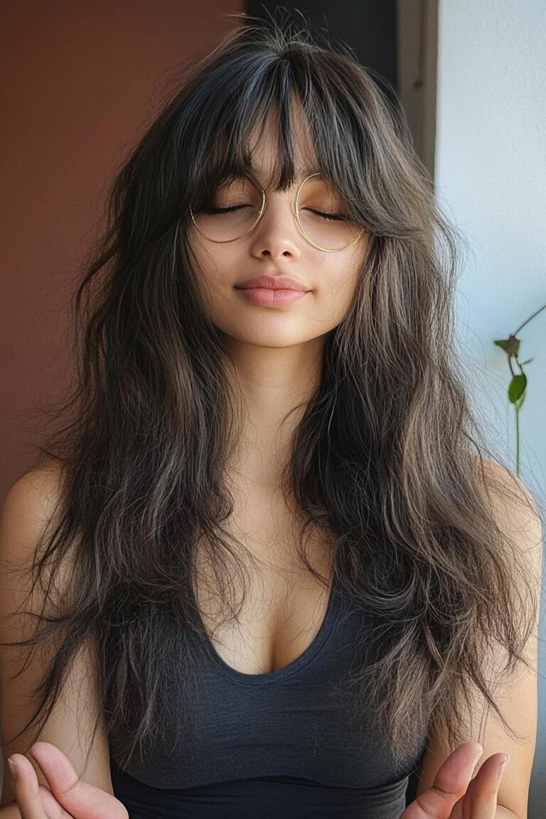24 Wispy Curtain Bangs with Long Hair