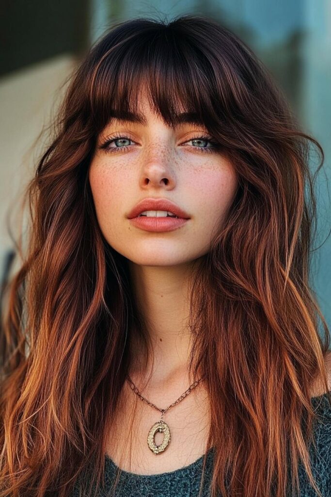 24 Wispy Curtain Bangs with Long Hair