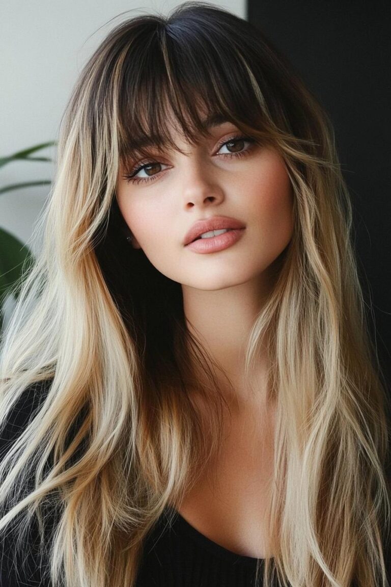 24 Wispy Curtain Bangs with Long Hair