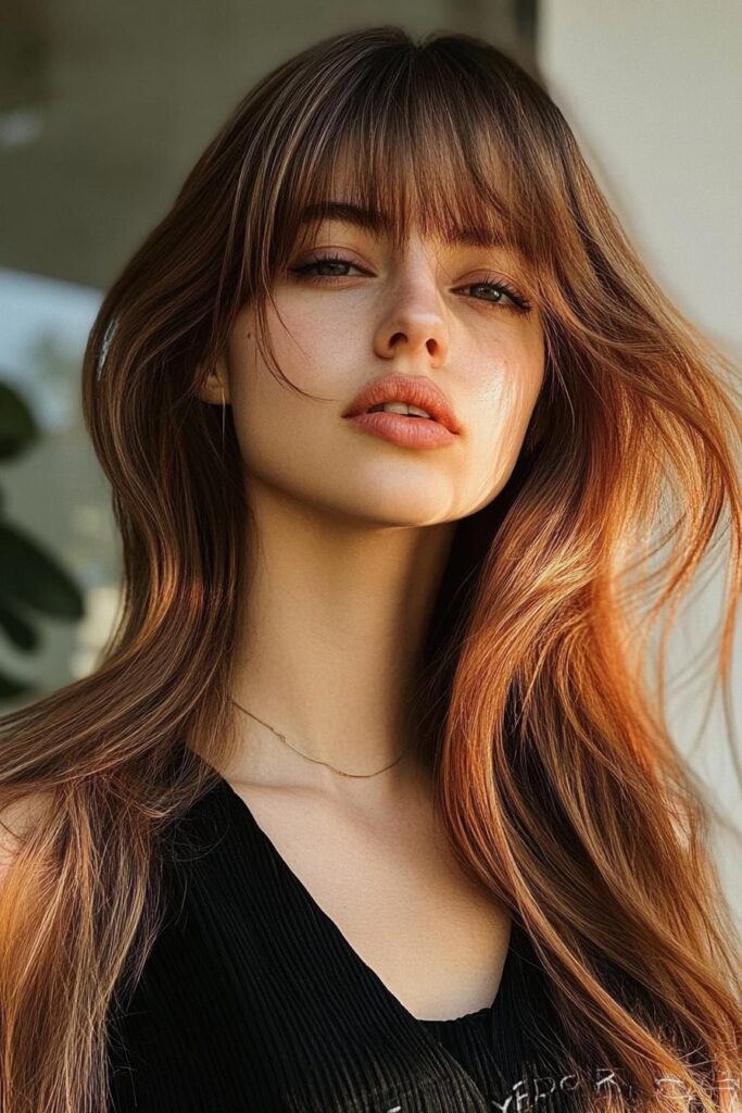 24 Wispy Curtain Bangs with Long Hair