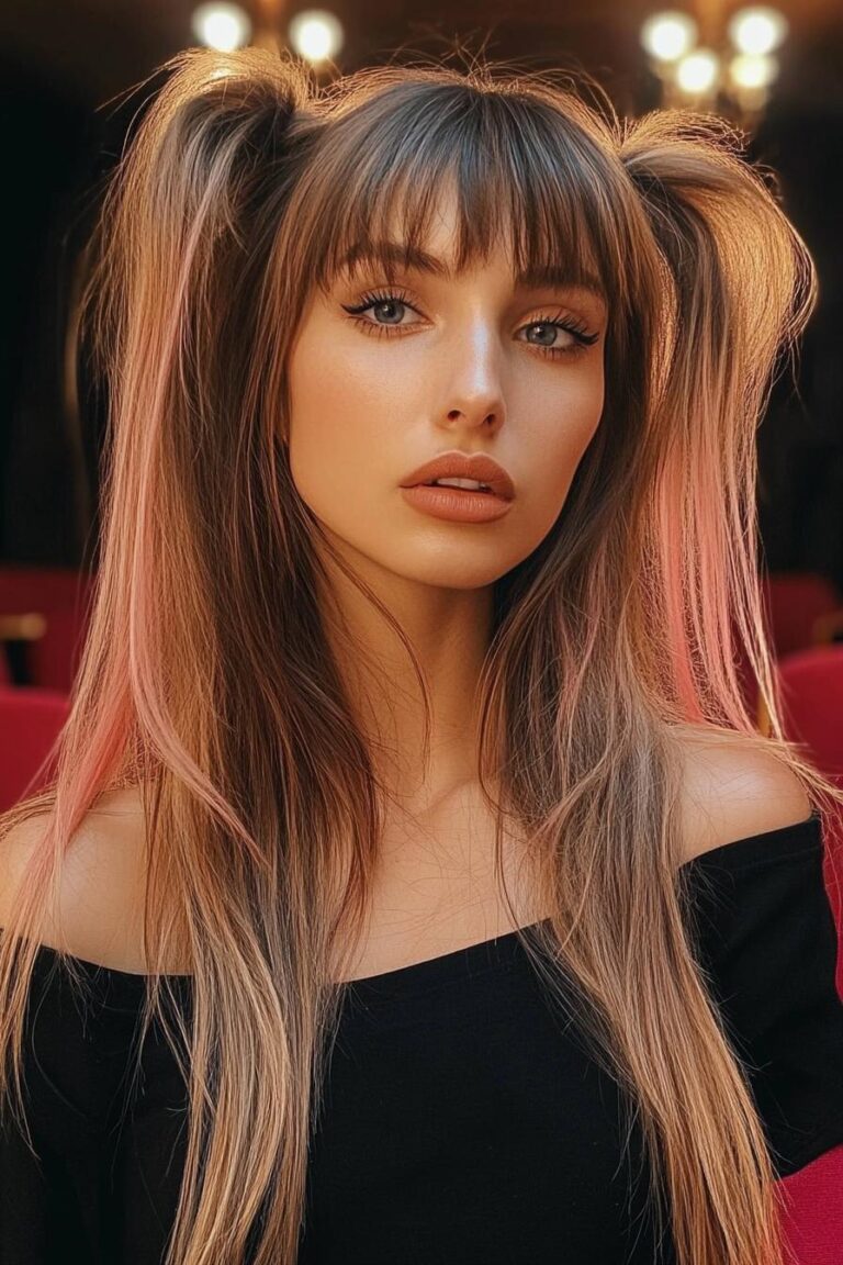 24 Wispy Curtain Bangs with Long Hair