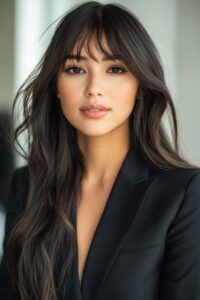 24 Wispy Curtain Bangs with Long Hair