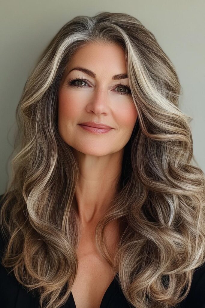 21 Elegant Gray Highlights for Brown Hair Over 50