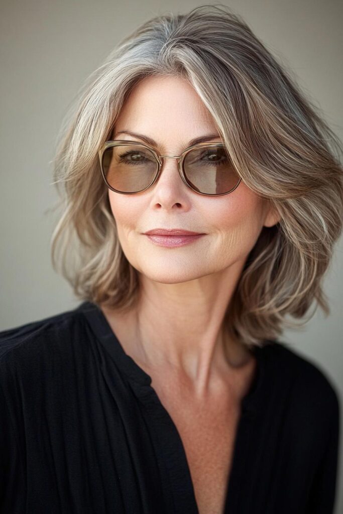 21 Elegant Gray Highlights for Brown Hair Over 50