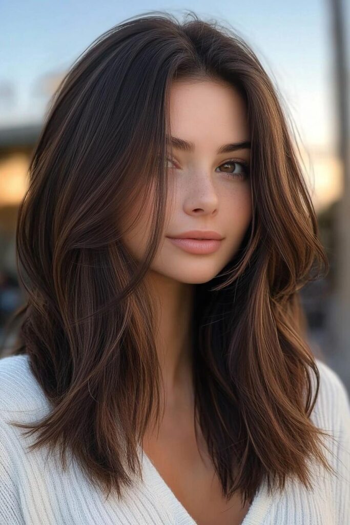 16 Rich Dark Brown Hairstyles with Highlights